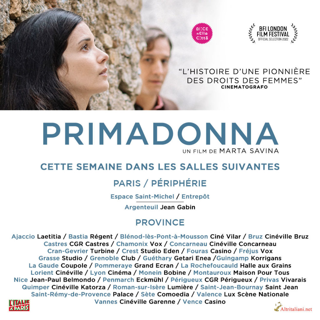 'Primadonna' de Marta Savina au cinéma. Une femme courage qui fit évoluer la loi.